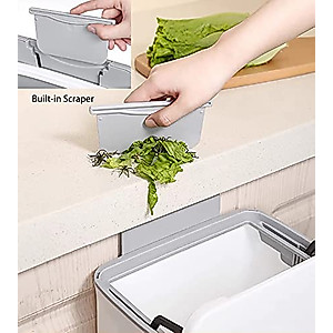 Cedilis 2.4 Gallon Kitchen Compost Bin for Counter Top, Under Sink Garbage Can, Hanging Trash Can with Lid for Kitchen Cabinet Door, Indoor Compost Bucket, Food Waste Bin, Mountable, White