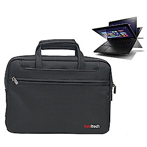 Navitech Black Sleek Premium Water Resistant Shock Absorbent Carry Bag Case Compatible With Toshiba Satellite Radius 14