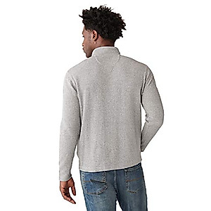 Lucky Brand Men's Long Sleeve French Rib Half Zip Mock Neck Pullover Sweatshirt, Heather Grey, M