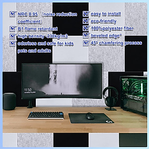 18 Pack White Acoustic Panels 12"X12"X 0.4"Soundproof Wall Panels Wall Decoration Sound Absorbing Panel High-Density Sound Deadening Panels Acoustic Treatment Panel For Home Studio