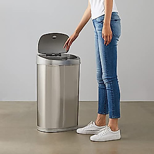 Amazon Basics Automatic Hands-Free Stainless Steel Trash Can - 50-Liter, 2 Bins