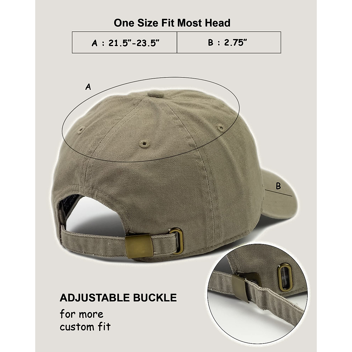 Utmost Unisex Classic Low Profile Cotton Baseball Cap Plain Blank Camoflauge Soft Unconstructed Adjustable Size Dad Hat (Khaki)