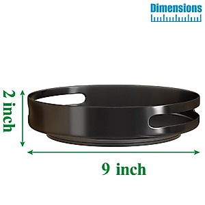 Lazy Susan Metal Revolving Spice Rack - 9 inch Kitchen Organizers and Storage for Counter Refrigerator Pantry Cabinet Cupboard Turntable, Black