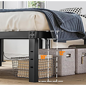 Cleaniago California King Metal Platform Bed Frames No Box Spring Needed,Heavy Duty Steel Slats Platform with 3000lbs Support, Noise Free, Anti-Slip, Easy Assembly, Black