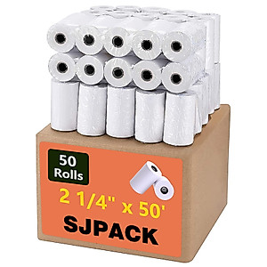 SJPACK Thermal Paper 2 1/4" x 50' Pos Receipt Paper, 50 rolls Cash Register Roll Verifone Vx510 Vx520 Vx570 Ingenico iCT200 iCT 220 iCT250