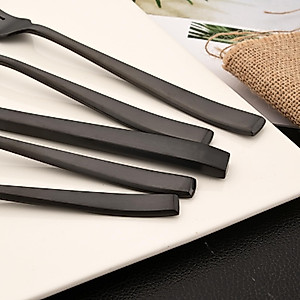 Snplowum 20-piece Black Cutlery Set, 18/10 Stianless Steel Silverware Heavy Duty Tableware Set Include Dinner Knife/Fork/Spoon, Service For 4, Matte Polish