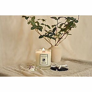 CULTURE & NATURE Lime Basil & Mandarin Scented Soy Candle (8oz), 100% Natural Soy Wax, Clean Long Burning Wooden Wick, Luxury Home Fragrance