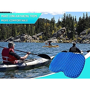 Kayak Gel Seat Cushion(Super Large & Thick), Anti Slip Waterproof Kayak Seat Pad for Ocean Kayak, Pedal Kayak, Canoe and Boat, Gel Kayak Cushion Soft & Breathable, Kayak Accessories for Fishing Kayak