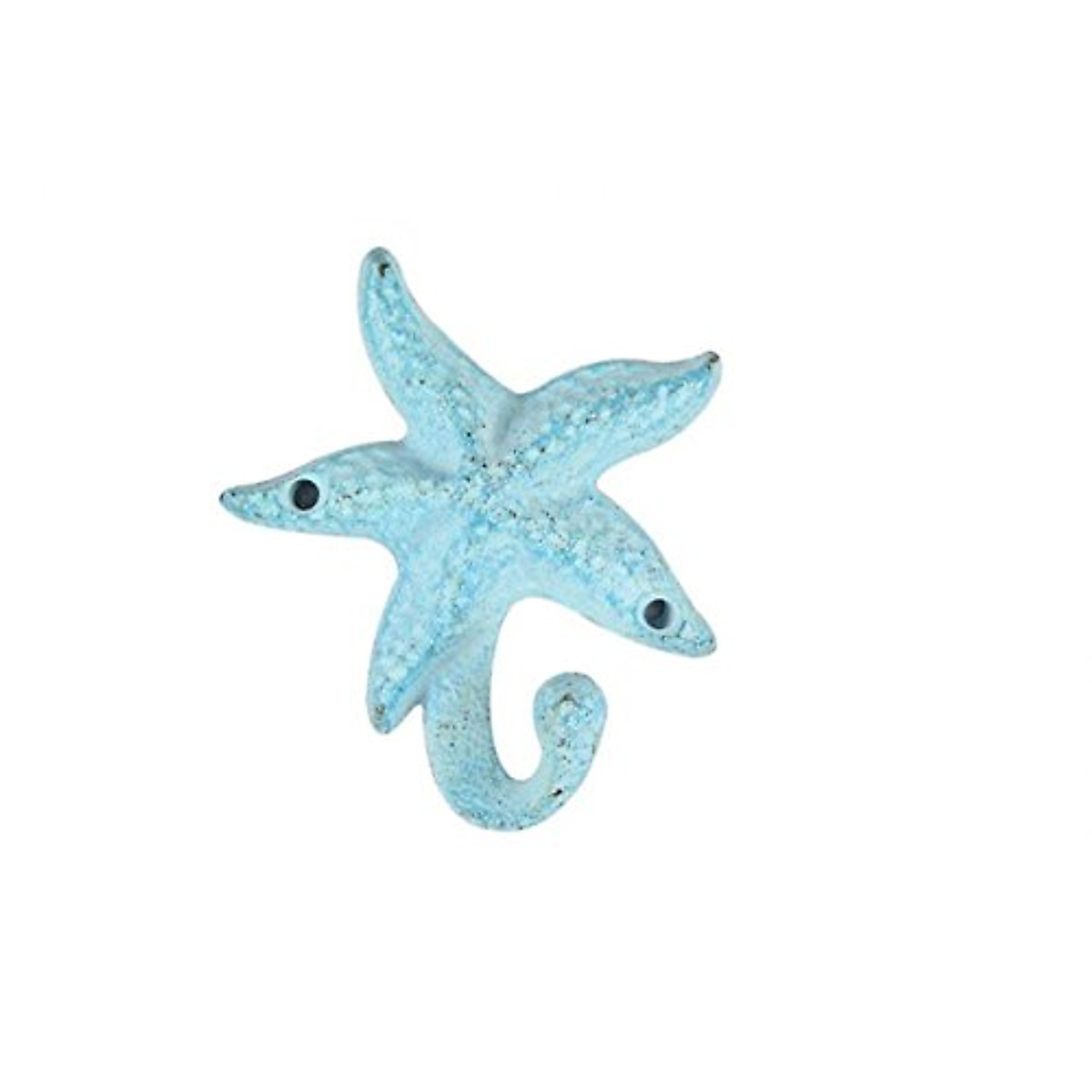 Hampton Nautical K-1112-starfish-dark blue Whitewashed Cast Iron Starfish Hook, 6", Dark Blue