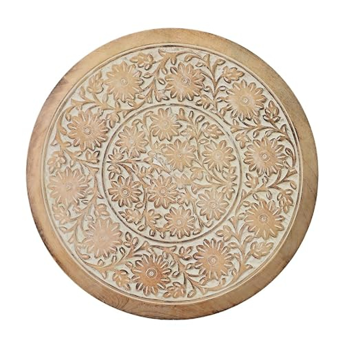 Gualiy Round Top Mango Wood Side End Table with Pedestal Base, Side Tables Bedroom, 18.00" L x 18.00" W x 18.00" H