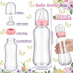 Sherr Butterfly Cool Baby Shower Games Bottle Chug Sign Wooden Butterfly Baby Gift Sets Gender Reveal Party Favors and 12 Pcs Baby Bottle Shower Favor Baby Bottles for Baby Shower Games Gender Reveal