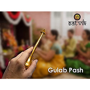 Craftsman SATVIK Brass Gulab Pash 7.5 Inch Holy Water Sprinkler Rose Water Aspergillum Aspergil Religious Divine Pot