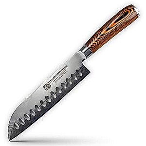 Professional Damascus Chefs Knife, 67-layer Handmade 7" Damascus Santoku Knife, Japanese VG10 Super Steel Core