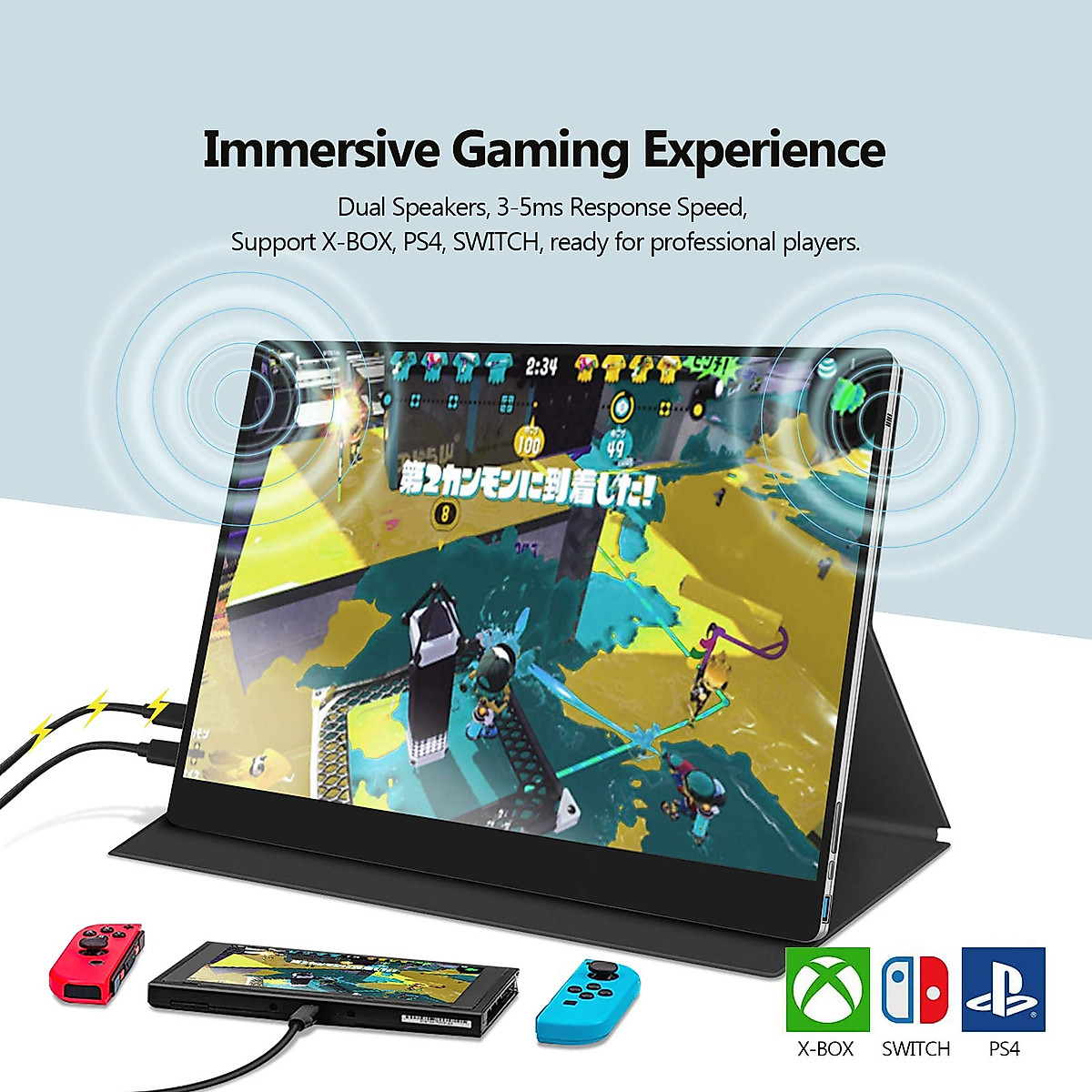 ULBRE Portable Monitor 15.6 Inch Full HD 1080P IPS Screen USB-C HDMI Portable Monitor for Laptop PC MAC Phone Xbox PS4 Gaming, External Display with Leather Case