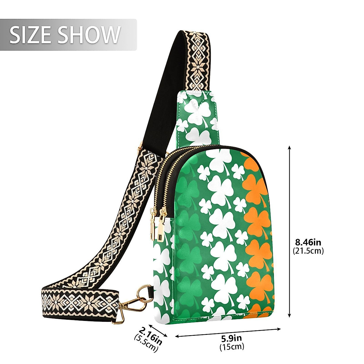 Augenstern Women Crossbody Sling Backpack Patricks-day-irish-flag Girl Chest Bag Daypack for Hiking Traveling