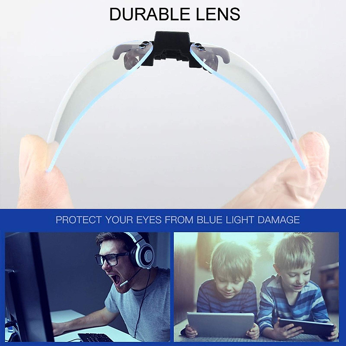 FRAZALA Flip-up Clip On Blue Light Blocking Glasses for Prescription Glasses Unisex Anti Blue-Ray Glasses for Eye Protection (2PCS)