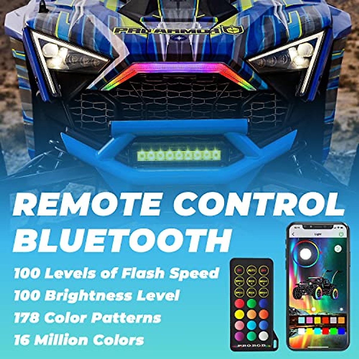 omotor RGB Flowing Turn Signal Light, Front Accent Light LED Center Grill Fang Light Compatible with 2020 - 2023 Polaris RZR PRO XP / 4 PRO R Turbo R RZR PRO XP Light