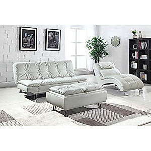Coaster Home Furnishings Dilleston Sleeper Sofa Bed with Casual Seam Stitching White, 73" w x 37" d x 35.5" h (300291)