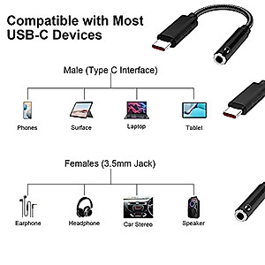 TITACUTE USB Type C to 3.5mm Audio Jack Headphone Adapter for Samsung S22 S21 S20 FE Galaxy Z Flip 3 Fold Note 20 Stereo Dongle USBC Aux Cable Cord for iPad Mini Air Pro OnePlus 9 8T Google Pixel 6 5