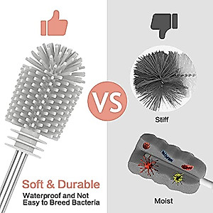 haakaa Silicone Cleaning Brush Kit - SUVA Grey - Bottle Brush for Breast Pumps, Breast Milk Collector, Baby Bottles, Nipples, Breastmilk Storage Bags