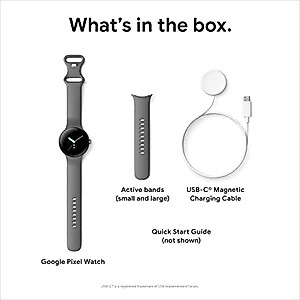 Google Pixel Watch - Android Smartwatch with Fitbit Activity Tracking - Heart Rate Tracking - Polished Silver Stainless Steel case with Chalk Active band - WiFi