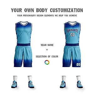 Custom Gradient Basketball Jersey Kit Printed Team Name &Number Suit for Adults Boys Personalized Athletic Uniform