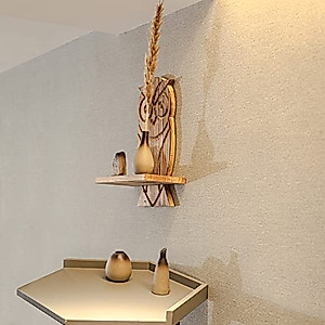 ALONLIENGU Floating Shelves Wall Mounted, Wood Hanging Shelf for Bedroom Living Room Bathroom Kitchen, Owl Animal Shape (Torched Wood)