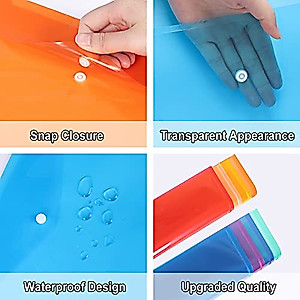 EOOUT 14 Pack Plastic Envelopes Poly Envelopes, Clear Document Folders Plastic File Folders with Snap Closure, 7 Colors, Letter A4 Size File Envelopes for School and Office Supplies