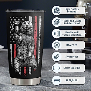 Macorner Gifts For Dad - Birthday Gifts for Dad Daughter Son Gifts For Men - Stainless Steel American Flag Tumbler Cup 20oz - Fathers Day Gift for Men Dad Papa Grandpa Uncle Stepdad Dad Gifts