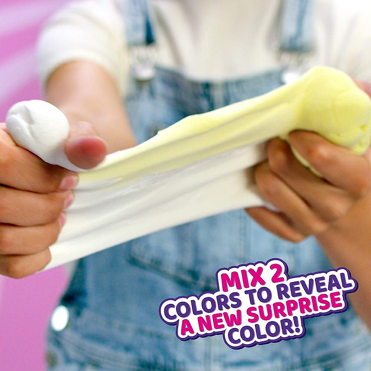 Oosh Slime Cotton Candy Color Mix Surprise by ZURU (Pink Handle Purple Slime) Scented, Fluffy, Soft, Stretchy, Stress Relief, Party Favors, Non-Stick, Purple Lolipop and Pink Handle