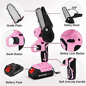 Mini Chainsaw 4 inch Battery Chain Saws Cordless Mini chain saws for Trees Battery Powered, One-Hand Operated Portable Small Chainsaw for Tree Trimming, Garden Pruning, Branch Wood Cutting