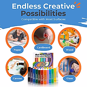 Mod Paint Sticks, 12 Pcs Washable Paint Solid Tempera Paint for Kids, Non-Toxic Washable Kids Paint & Quick Drying Paint Markers for Kids by ModFamily