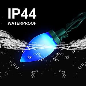 PARKIM C9 Christmas Lights Outdoor 50 LED Blue + White Strawberry Waterproof Ice Lights String Xmas Tree Indoor Decoration Plug in 34.5 Feet Used for Home Festive Courtyard Patio Garden