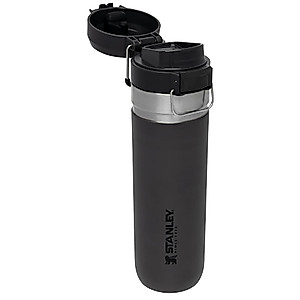 Stanley Quick Flip GO Water Bottle 24 OZ / 0.71 L | Push Button Lid | Leakproof & Packable for Travel & Sports | Insulated Stainless Steel | BPA-Free | Charcoal