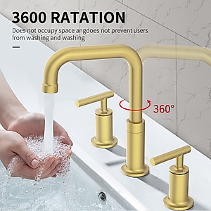 Bathroom Faucet, HOMELODY 2 Handles Gold Bathroom Faucet, 8 inch Widespread Faucet for Bathroom Sink, 3 Hole Bathroom Sink Faucet Bath Sink Faucet with Pop Up Drain