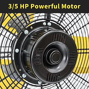 HiCFM 36" Industrial Drum Fan, 18600 CFM High Velocity 2 Speed 3/5 HP Heavy Duty Metal Air Circulator with Casters Handle 9ft Cord for Basement Warehouse Factory workshops Patios