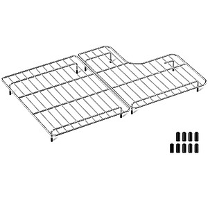 Dreyoo Sink Racks Compatible with Kohler Whitehaven K-6486 and K-6487 Sink, 304 Stainless Steel Sink Protectors for Kitchen Sink with 9 Additional Rubber Feet, 14.68 x 23 x 1.61 in (Classic Style)