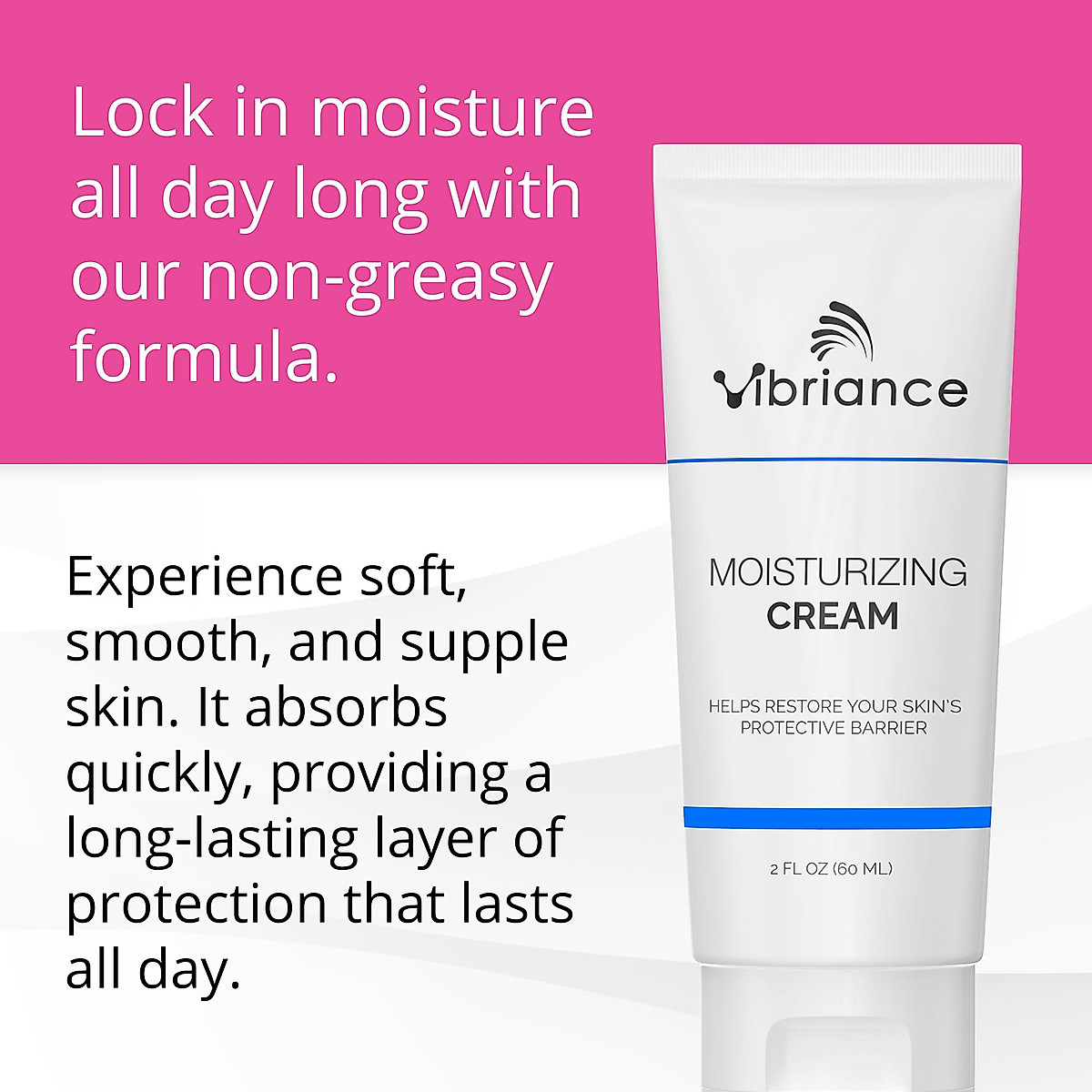 Vibriance Moisturizing Face Cream, 2 Fl Oz - Nourishing and Non-Greasy with Plant-Based Ingredients - Softening, Ultra-Hydrating, Fast-Absorbing Facial Moisturizer Cream for All Skin Types