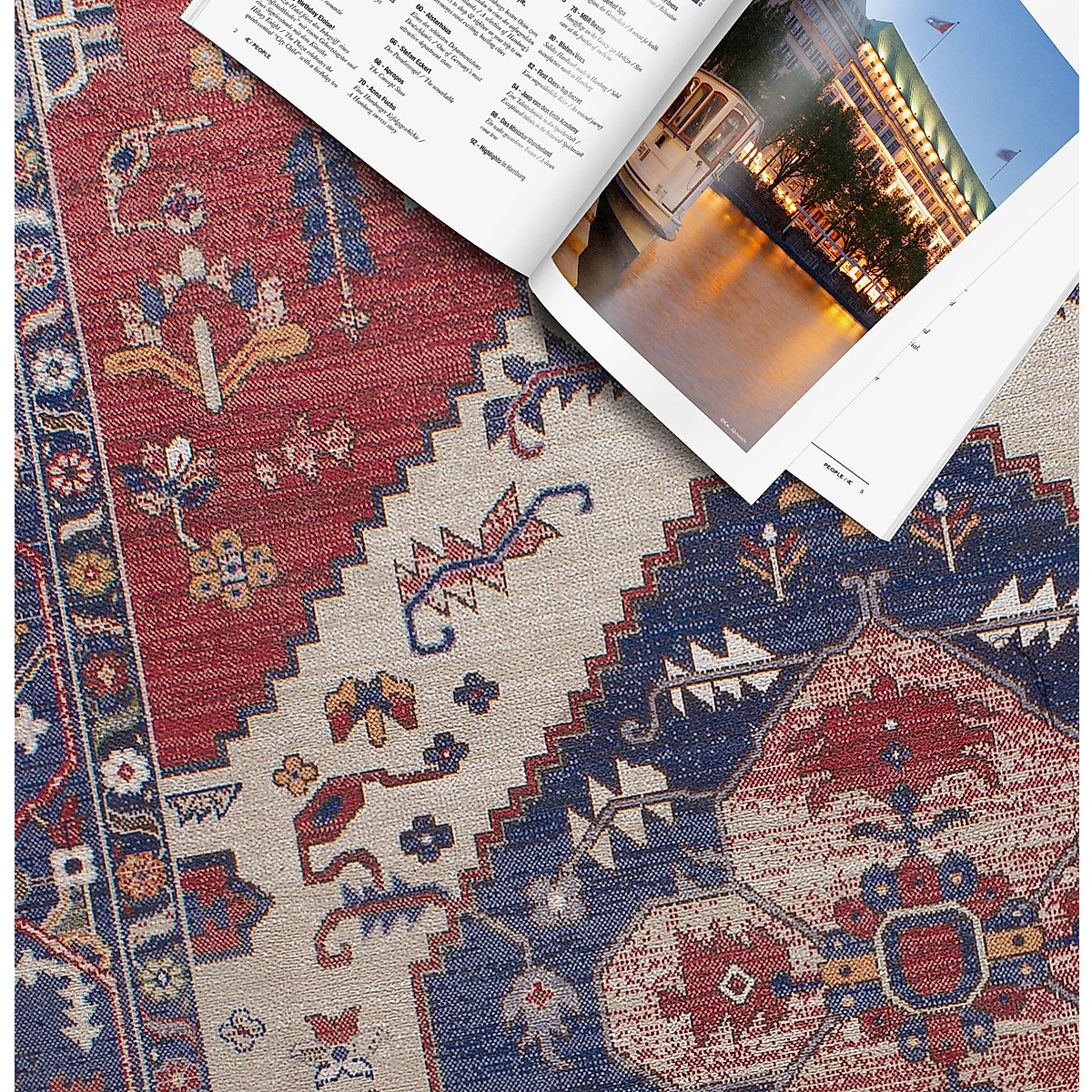 GLN Rugs Vintage Collection - Machine Washable Area Rug, Vintage Washable Rug, Non Slip Area Rug, Low Pile Living Room Rug, Bedroom Rug, Bathroom Rug - Easy Clean (2'x3' Red Rug)