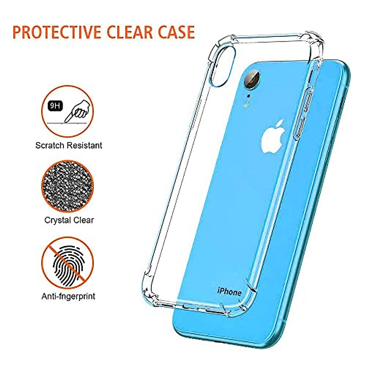 iPhone XR Clear Case & Screen Protector | 2 in 1 Bundle Package | 2 Tempered Glass Screen Protectors | Crystal Clear Transparent Soft Case | Shockproof Bumpers | Slim Fit | Compatible with iPhone XR