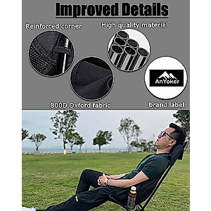 AnYoker Camping Chair, High-Back Compact Backpacking Chair, Portable Folding Chair, Beach Chair with Side Pocket and headrest, Lightweight Hiking Chair 0066ZZ (Coffee)