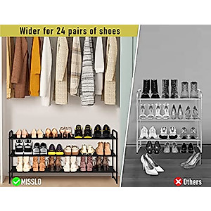 MISSLO 4 Tier Boot Shoe Rack + 3 Tier Long Shoe Rack for Closet Shoe 0rganizer