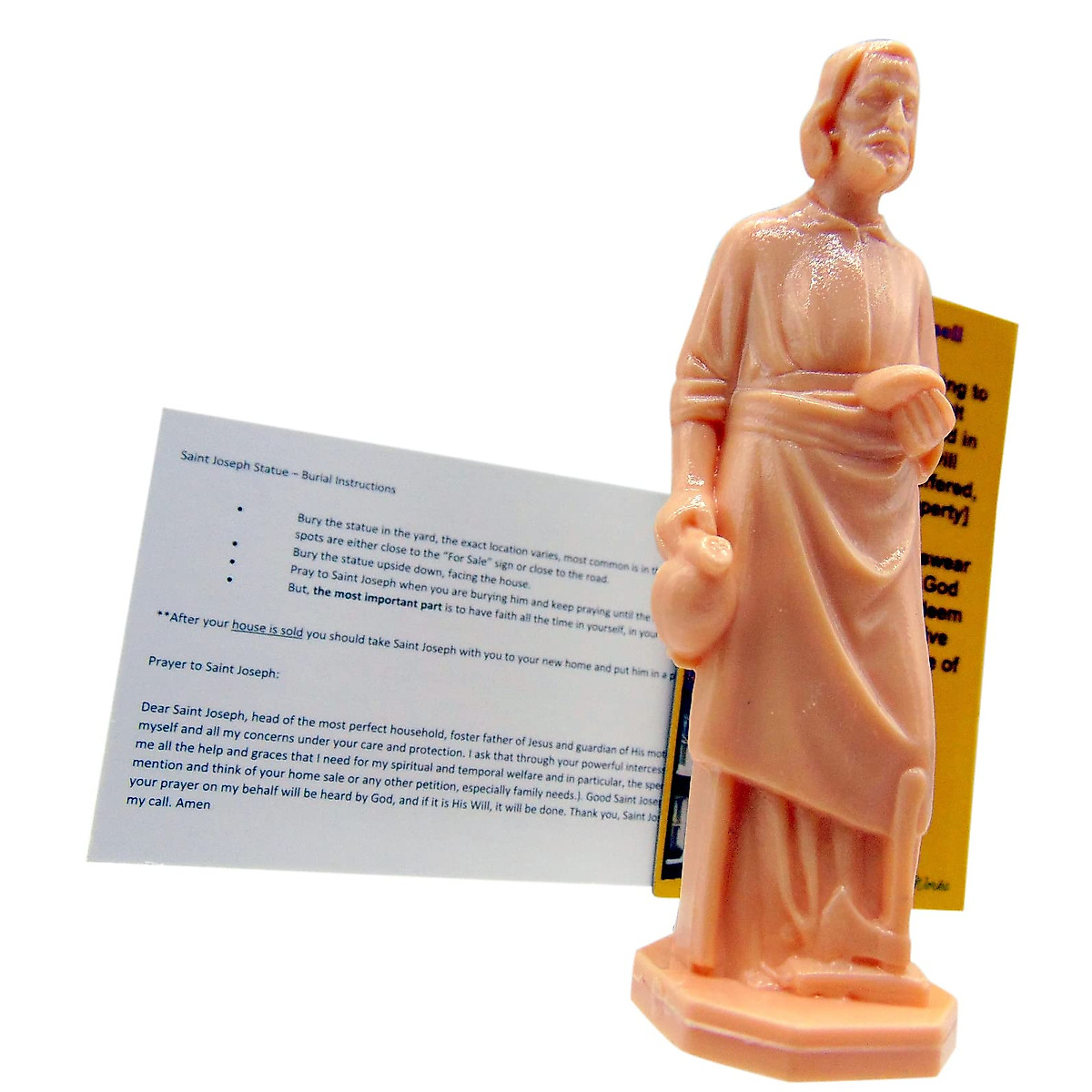St Joseph Statue Home Selling Kit with Magnetic Holy Card for Refrigerator with Instruction Card Real Estate Patron Saint Pack