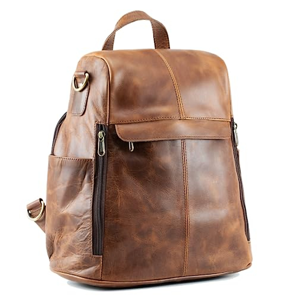 Handmade World Leather Backpack Convertible to Purse Shoulder Bag Full Grain Real Leather Travel Versatile Rucksack Daypack