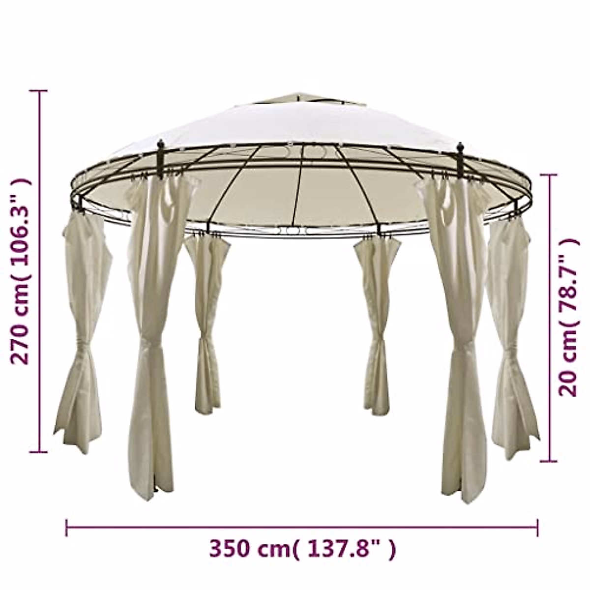 Gazebo with Curtains Round,Garden Gazebo,Barbecue Gazebos,Party Tent,Canopy Tent,Shade Tents,for Outdoor Party Events,Backyard,Garden,Lawn,11' 5'' x 8' 9''