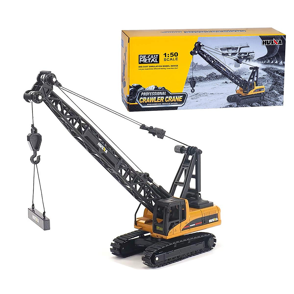 Gemini&Genius Crawler Crane Construction Vehicle Toy Dragline Heavy Duty 1/50 Crane Work Car, Engineering Truck, Site Sandbox Car Toy, Collectible or Decoration for Kids