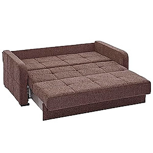 Sweethome Stores 72" Pull Bed with Storage, Firm, Fabric, 650 lbs Capacity, Sleeper Sofa, Futon for Living Room or Home Office Convertible Couch, Classique Sofabed, Brown