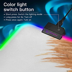 Large RGB Gaming Mouse Pad Squirrel Acorn On White Glowing Extended Mousepad 31.5x11.8in, Soft Anti-Slip Rubber Base Luminous Mouse Mat for Pc Laptop, Gaming, Office, Home