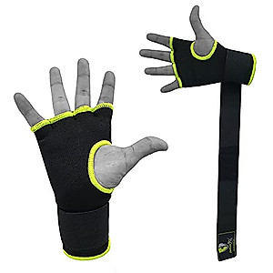 INFINIX SPORTS Boxing Hand Wraps Inner Gel Gloves for Punching, Elasticated Padded Bandages Under Mitts Quick Wraps Men & Women, Fist Protector, Great for MMA Training (Fluorescent, Small/Medium)