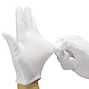 Cotton Gloves Hand Care Work Gloves Lint Free Gloves, Extra Large, White 5 Pairs